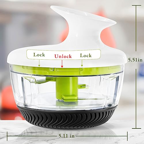 Manual Food Chopper Vegetable Cutter - Garlic Onion Processor Hand Chopper for Kitchen, 300ML Grinder to Chop Vegetables Fruits Nuts Onions Garlic Salads