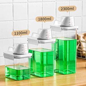 Generic Airtight Laundry Detergent Dispenser with Measuring Cup, Clear Laundry Powder Detergent Storage Box, Washing Powder Container Storage Bucket Plastic Detergent Box,1800ML