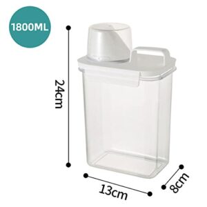 Generic Airtight Laundry Detergent Dispenser with Measuring Cup, Clear Laundry Powder Detergent Storage Box, Washing Powder Container Storage Bucket Plastic Detergent Box,1800ML