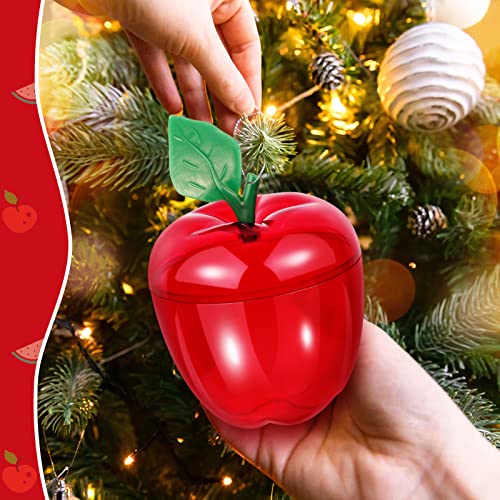 12 Pieces Large Red Apple Container Apple Shaped Candy Toy Plastic Candy Jars with Lids Apple Shaped Ornament for Wedding Christmas Party Favors Cookie Fruit Gift Tree Decorations Supplies