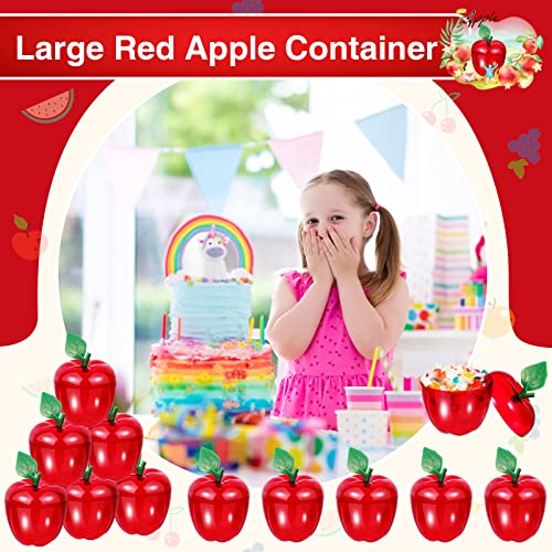 12 Pieces Large Red Apple Container Apple Shaped Candy Toy Plastic Candy Jars with Lids Apple Shaped Ornament for Wedding Christmas Party Favors Cookie Fruit Gift Tree Decorations Supplies