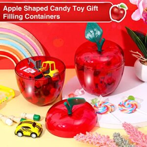 12 Pieces Large Red Apple Container Apple Shaped Candy Toy Plastic Candy Jars with Lids Apple Shaped Ornament for Wedding Christmas Party Favors Cookie Fruit Gift Tree Decorations Supplies