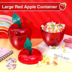 12 Pieces Large Red Apple Container Apple Shaped Candy Toy Plastic Candy Jars with Lids Apple Shaped Ornament for Wedding Christmas Party Favors Cookie Fruit Gift Tree Decorations Supplies