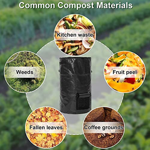 Compost Bin Bags 34 Gallon Compost Bin Garden Compost Bin Bags for Garden Yard Garbage Cans (Black 1pc)