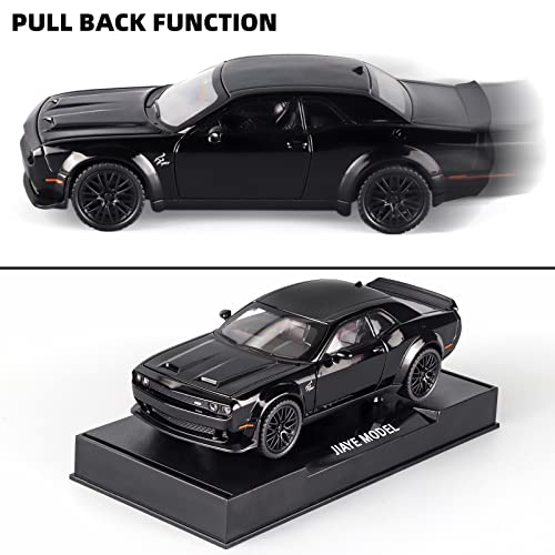 OANMYJJO Toy Cars for Kids 1/32 Dodge Challenger Hellcat Die Cast Metal Toy Cars,Pull Back Hellcat CarWith Light and Music Hellcat Toy Car Collectible Model Cars,for Boys Age 3 + Year Old