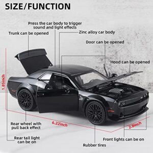 OANMYJJO Toy Cars for Kids 1/32 Dodge Challenger Hellcat Die Cast Metal Toy Cars,Pull Back Hellcat CarWith Light and Music Hellcat Toy Car Collectible Model Cars,for Boys Age 3 + Year Old