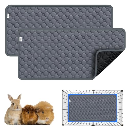 Cimiycob Guinea Pig Cage Liners for C&C 27 x14in 2 Pack, Washable Guinea Pig Pee Pads, Waterproof Reusable & Anti Slip, Super Absorbent Guinea Pig Bedding for Small Animal, Rabbit, Bunny, Chinchilla