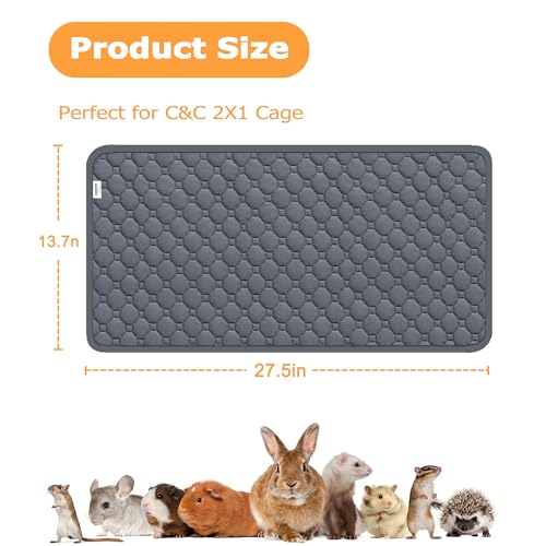 Cimiycob Guinea Pig Cage Liners for C&C 27 x14in 2 Pack, Washable Guinea Pig Pee Pads, Waterproof Reusable & Anti Slip, Super Absorbent Guinea Pig Bedding for Small Animal, Rabbit, Bunny, Chinchilla