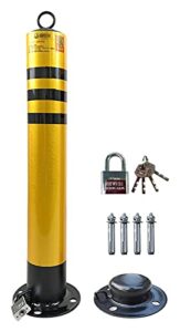 byzom removable car parking space lock bollard high 750mm parking bollard with padlock & screw parking barrier post easy installation