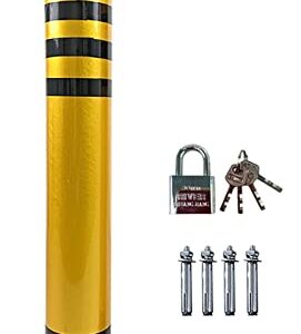 BYZOM Removable Car Parking Space Lock Bollard High 750mm Parking Bollard with Padlock & Screw Parking Barrier Post Easy Installation