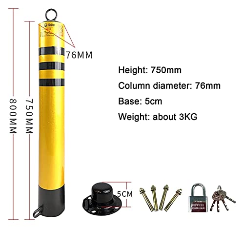 BYZOM Removable Car Parking Space Lock Bollard High 750mm Parking Bollard with Padlock & Screw Parking Barrier Post Easy Installation