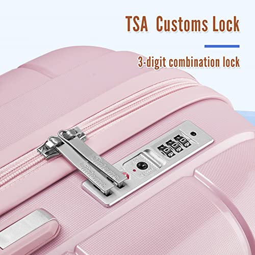 Joyway Luggage Sets Suitcase Set 3 Piece Luggage Set Carry On Luggage Hardside PP Durable Luggage with TSA Lock Spinner Wheels(Pink, 11 piece set)…