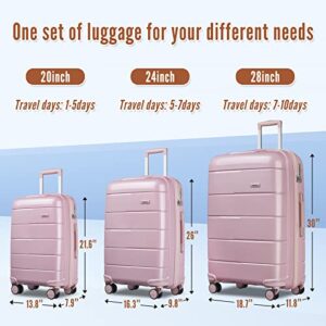 Joyway Luggage Sets Suitcase Set 3 Piece Luggage Set Carry On Luggage Hardside PP Durable Luggage with TSA Lock Spinner Wheels(Pink, 11 piece set)…