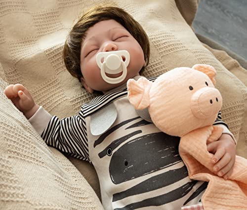 Ickles Pig Baby Lovey Security Blanket Organic Cozy Soft Muslin 100% Cotton Blanket for Girls and Boys Unisex Animal Design Warm Peach Lightweight Easy Care