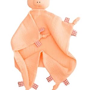 Ickles Pig Baby Lovey Security Blanket Organic Cozy Soft Muslin 100% Cotton Blanket for Girls and Boys Unisex Animal Design Warm Peach Lightweight Easy Care