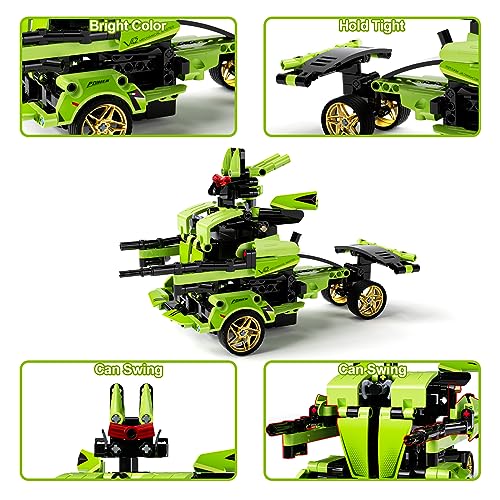 Remote & APP Controlled Robot/Car STEM Building Kit for Kids, 2in1 STEM Building Toys, 461 Pcs Educational Building Blocks for Kids Science Learning, Remote Control Car Toy Set for Boys Girls (Green)