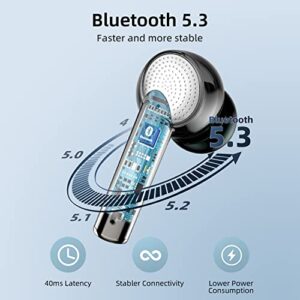 Bluetooth Headphones, in-Ear Headphones Wireless Bluetooth 5.3 with LED Display,IPX7 Waterproof Wireless Headphones Touch Control,Headphones Wireless Bluetooth HiFi Stereo Sound