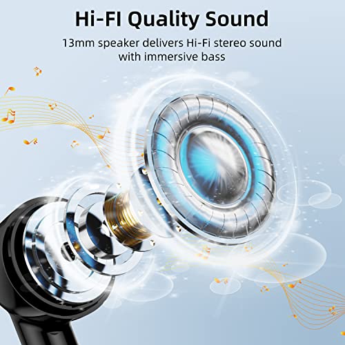 Bluetooth Headphones, in-Ear Headphones Wireless Bluetooth 5.3 with LED Display,IPX7 Waterproof Wireless Headphones Touch Control,Headphones Wireless Bluetooth HiFi Stereo Sound