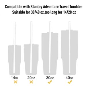 Replacement Straw for Stanley 40 oz 30 oz Cup Tumbler, 10 Pack Reusable Straws with Cleaning Brush for Stanley Adventure Travel Tumbler, Plastic Clear Straw for Stanley Accessories