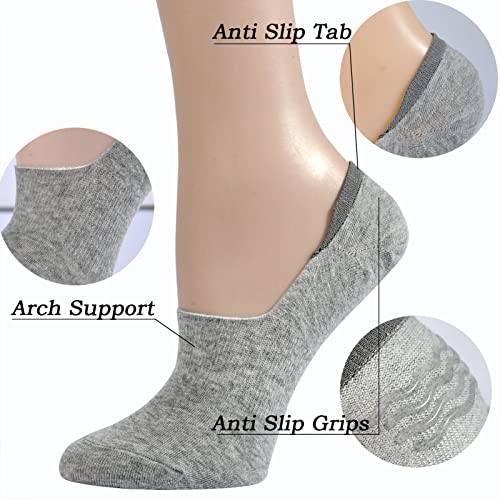 JORMATT 6 Pairs No Show Socks Women Non Slip Low Cut Short Socks with Grips Flat Boat Liner Socks, Women Shoe Size 5-8