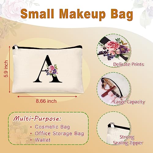 AUNOOL Personalized Tote Bags for Women Makeup Bag with Zipper, Monogram Tote Bag for Bridesmaid Wedding Day Bachelorette Shower Party, Suitable for Travel Holiday Shopping Picnic Letter A