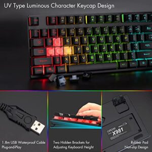 Gaming Keyboard and Mouse for Mac PC PS5 PS4 Xbox One Gamers, RGB Backlit LED Mechanical Feel Keyboard with Multimedia Keys Number Pad, 104 Keys USB Desktop Computer Windows Keyboard