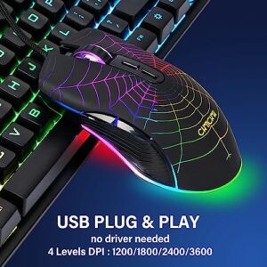 Gaming Keyboard and Mouse for Mac PC PS5 PS4 Xbox One Gamers, RGB Backlit LED Mechanical Feel Keyboard with Multimedia Keys Number Pad, 104 Keys USB Desktop Computer Windows Keyboard