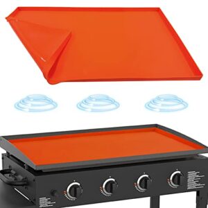 silicone griddle mat cover for blackstone 36 inch griddle, heavy duty food grade silicone grill mat, griddle accessories for blackstone, all season protective cover for blackstone grill (orange)