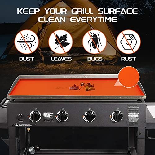 Silicone Griddle Mat Cover for Blackstone 36 Inch Griddle, Heavy Duty Food Grade Silicone Grill Mat, Griddle Accessories for Blackstone, All Season Protective Cover for Blackstone Grill (Orange)