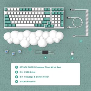 ATTACK SHARK K6 Bluetooth Keyboard 5.0/2.4G/USB-C-96% 100 Keys Wireless Gaming Keyboard 4000mAh Battery Hot Swappable Mechanical Keyboard RGB Wire-Cloud Wrist Rest for Computer Win/Mac(Clicky Blue)