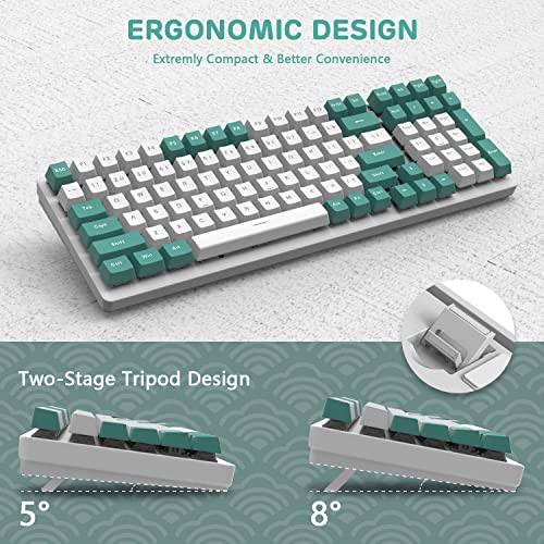 ATTACK SHARK K6 Bluetooth Keyboard 5.0/2.4G/USB-C-96% 100 Keys Wireless Gaming Keyboard 4000mAh Battery Hot Swappable Mechanical Keyboard RGB Wire-Cloud Wrist Rest for Computer Win/Mac(Clicky Blue)