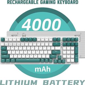 ATTACK SHARK K6 Bluetooth Keyboard 5.0/2.4G/USB-C-96% 100 Keys Wireless Gaming Keyboard 4000mAh Battery Hot Swappable Mechanical Keyboard RGB Wire-Cloud Wrist Rest for Computer Win/Mac(Clicky Blue)