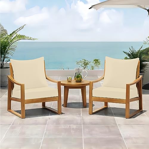 downluxe Outdoor Deep Seat Cushions Set, Waterproof Memory Foam Patio Furniture Cushions with Zipper for Outdoor Chair Sofa, 24" x 24", Beige, 2 Piece Set