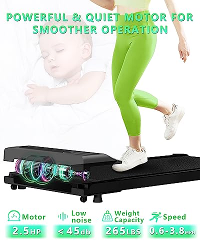 Walking Pad Treadmill, 2 in 1 Under Desk Treadmill with Remote Control, Compact Mini Treadmill in LCD Display, Installation-Free Jogging Machine for Home/Office.D1-Black…