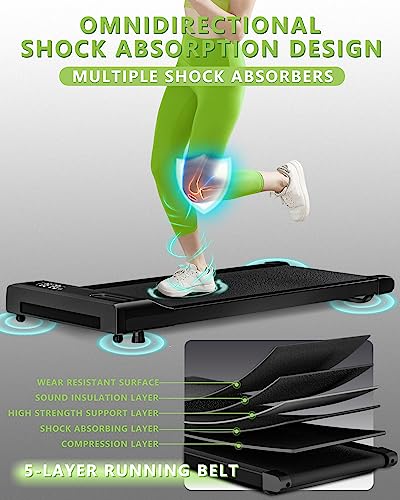 Walking Pad Treadmill, 2 in 1 Under Desk Treadmill with Remote Control, Compact Mini Treadmill in LCD Display, Installation-Free Jogging Machine for Home/Office.D1-Black…