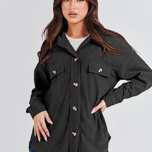 ANRABESS Women Casual Jackets Corduroy Shacket Fall Oversized Button Down Shirts Long Sleeve Casual Loose Cardigan Blouse Coat 1027heise-L