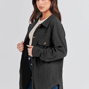 ANRABESS Women Casual Jackets Corduroy Shacket Fall Oversized Button Down Shirts Long Sleeve Casual Loose Cardigan Blouse Coat 1027heise-L