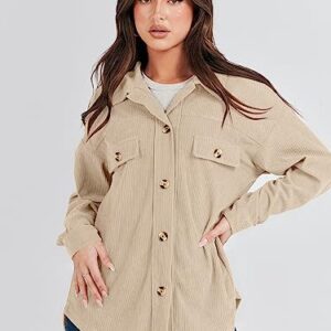 ANRABESS Oversized Jackets for Women Casual Button Down Shirts Corduroy Shacket 2023 Fall Fleece Cardigan Blouse Trendy Coat with Pockets 1027xingse-L