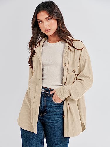 ANRABESS Oversized Jackets for Women Casual Button Down Shirts Corduroy Shacket 2023 Fall Fleece Cardigan Blouse Trendy Coat with Pockets 1027xingse-L