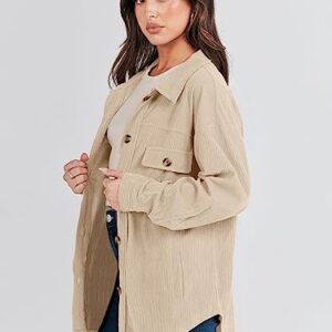 ANRABESS Oversized Jackets for Women Casual Button Down Shirts Corduroy Shacket 2023 Fall Fleece Cardigan Blouse Trendy Coat with Pockets 1027xingse-L