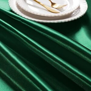 KKJIAF 6 Packs Hunter Green Satin Tablecloth 58" x 102" Rectangle Bright Silky Smooth Satin Table Cover for Wedding Party Banquet Decoration