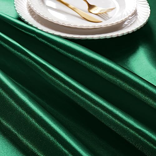 KKJIAF 6 Packs Hunter Green Satin Tablecloth 58" x 102" Rectangle Bright Silky Smooth Satin Table Cover for Wedding Party Banquet Decoration