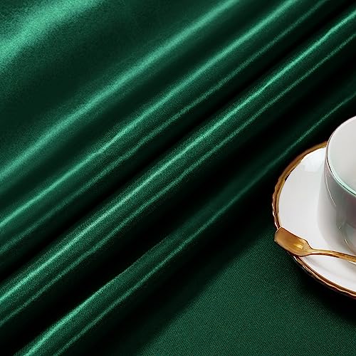 KKJIAF 6 Packs Hunter Green Satin Tablecloth 58" x 102" Rectangle Bright Silky Smooth Satin Table Cover for Wedding Party Banquet Decoration