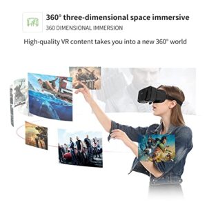 VR Headset Virtual Reality VR 3D Glasses VR Set 3D Virtual Reality Goggles,Adjustable VR Glasses Support 7.2 Inches [with Controller+Two Eye Masks].…