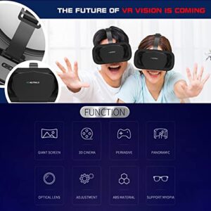 VR Headset Virtual Reality VR 3D Glasses VR Set 3D Virtual Reality Goggles,Adjustable VR Glasses Support 7.2 Inches [with Controller+Two Eye Masks].…