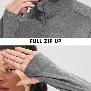 Pinspark Womens Workout Jackets Thumb Holes Sports Top Casual Soft Lightweight Athletic Jacket Full Zip Track Coats