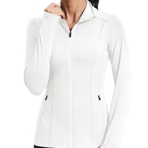 Pinspark Athletic Jackets for Women Full Zip Golf Sport Gym Define Jacket Lightweight Full Zip Running Athletic Jacket with Thumb Holes