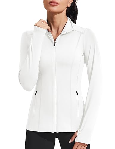 Pinspark Athletic Jackets for Women Full Zip Golf Sport Gym Define Jacket Lightweight Full Zip Running Athletic Jacket with Thumb Holes