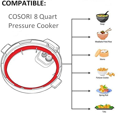 Silicone Sealing Ring for COSORI 8 Qt Pressure Cooker 100% Silicone Replacement Gasket Seal Rings for 8 Quart COSORI Multifunctional Programmable Pressure Cooker Accessories 2-Pack