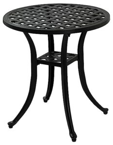 zotorun outdoor cast aluminum side table end table for patio, backyard, pool, indoor companion, easy maintenance and weather resistant, black